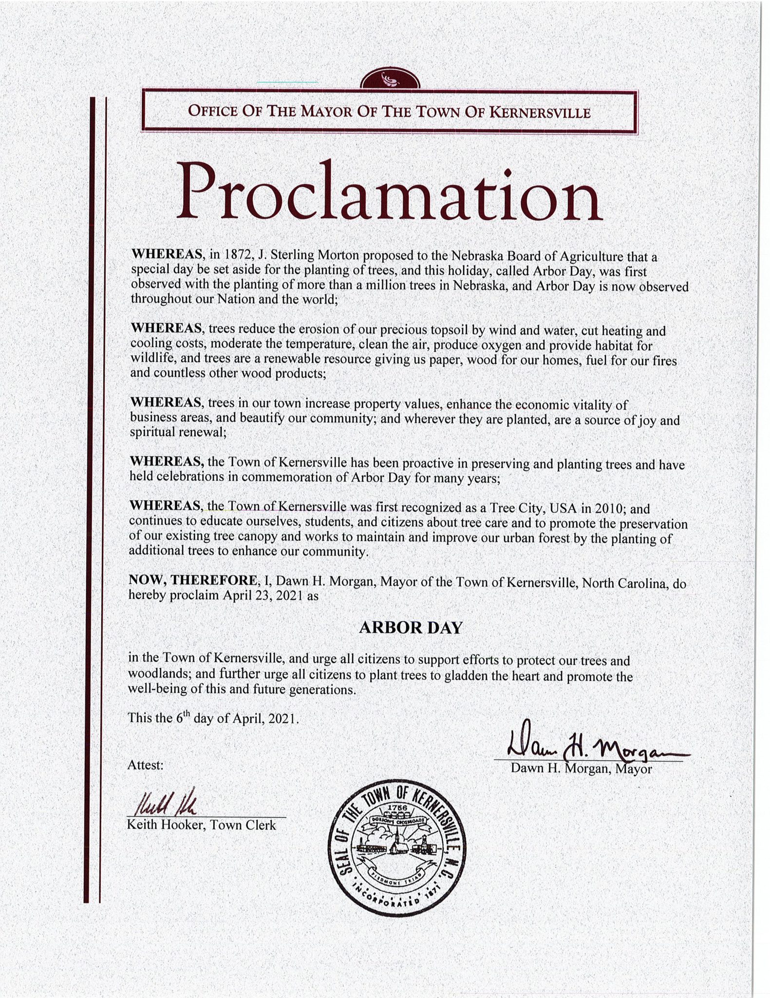 Arbor Day Proclamation – Town of Kernersville